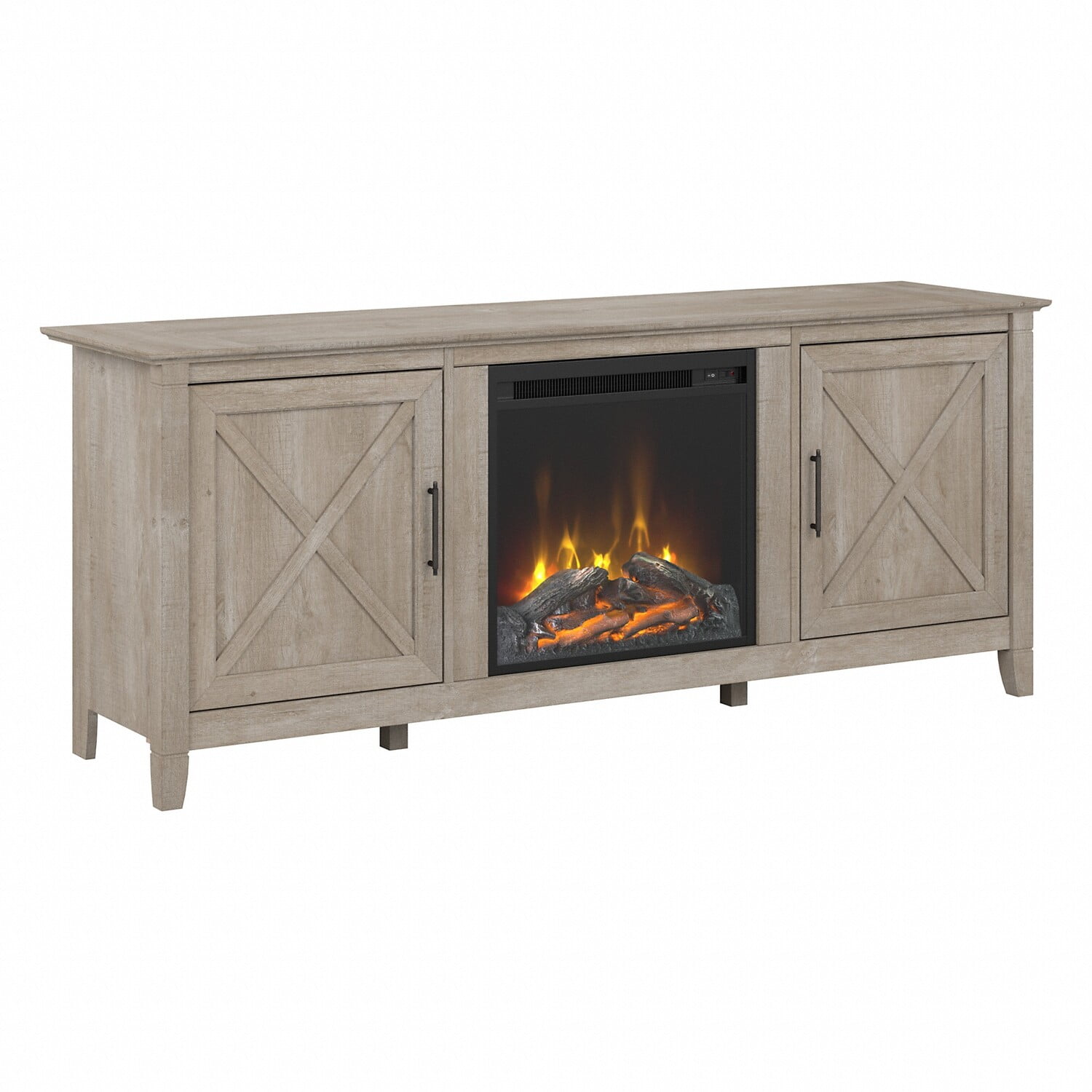 Bush Furniture Key West 70 Inch Electric Fireplace TV Stand, Washed ...