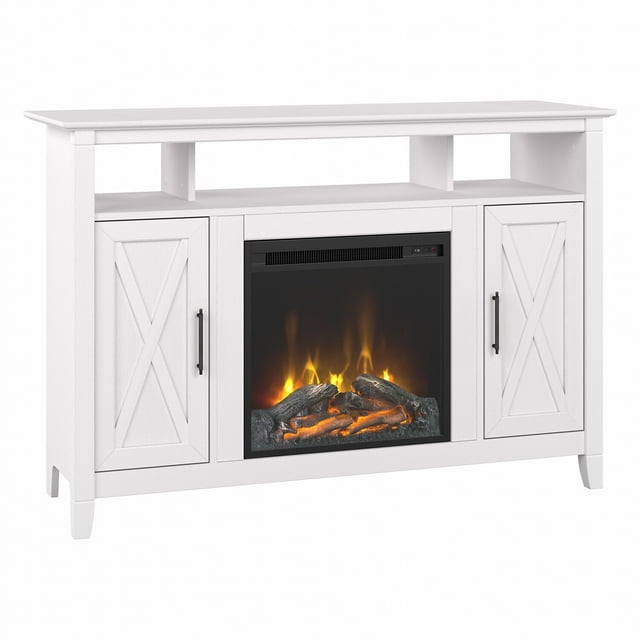 Bush Furniture Key West Electric Fireplace TV Stand for 55 Inch TV by ...
