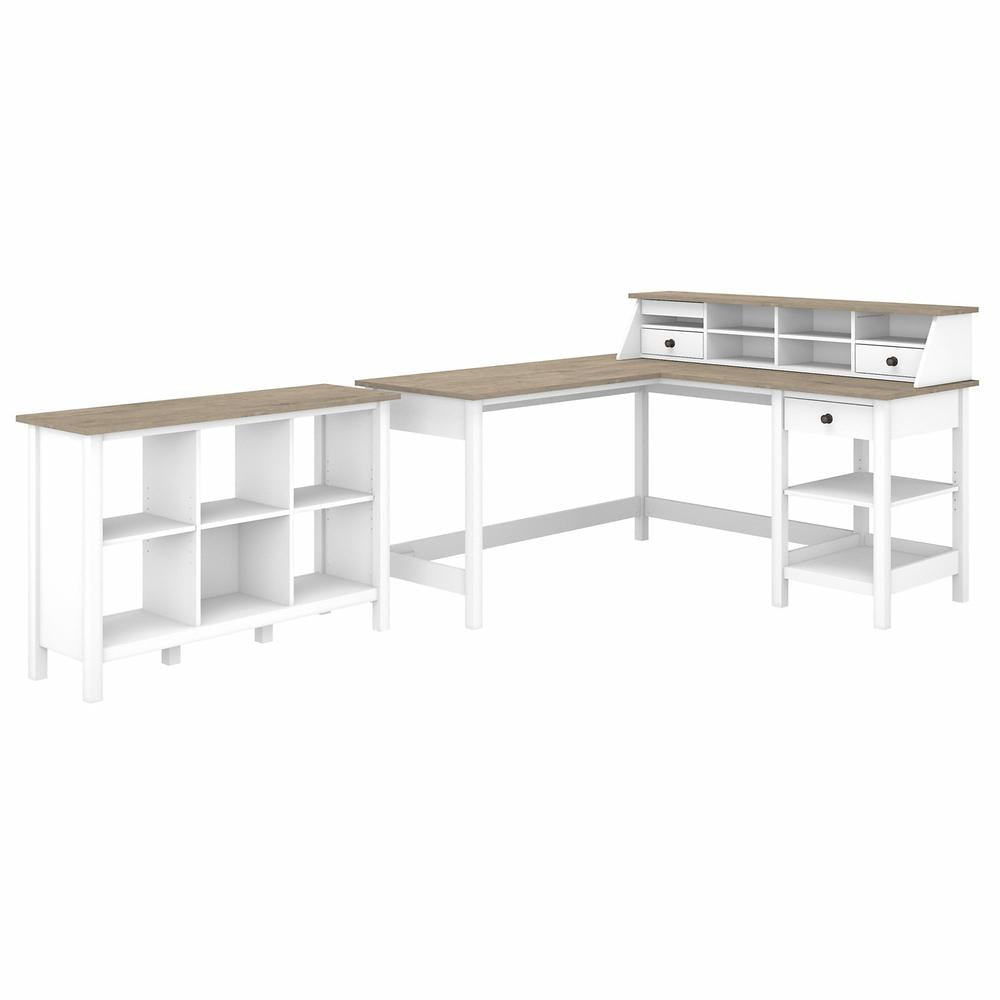 Bush Furniture Mayfield 60W L Shaped Desk with Organizer and 6 Cube ...