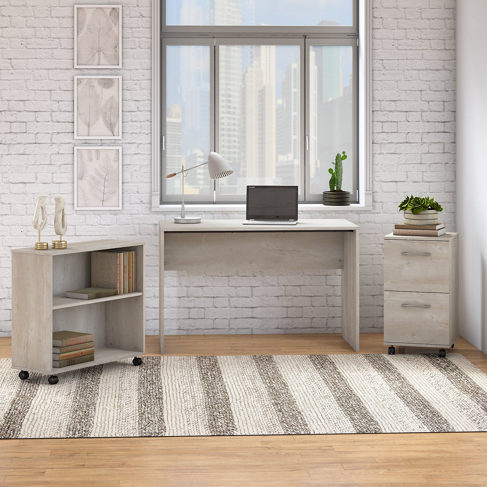 Bush Furniture Office Complete Small Desk with Mobile File Cabinet and ...