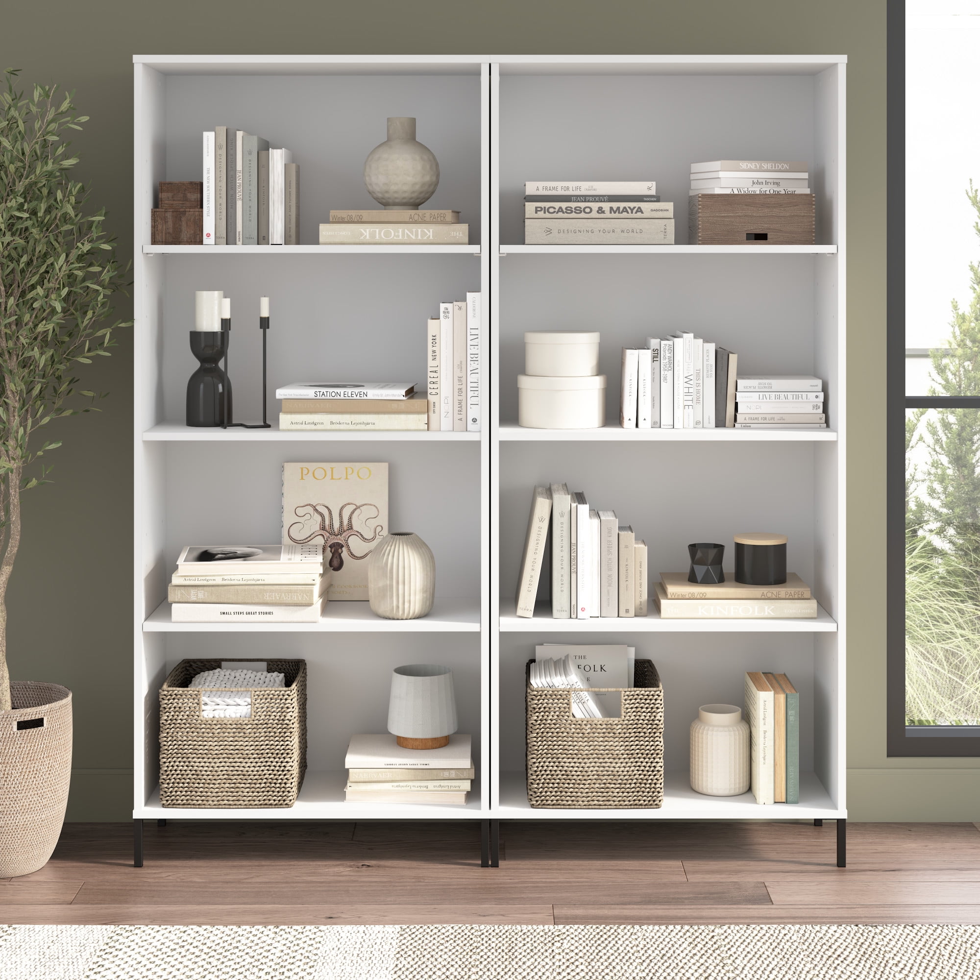 Bush Furniture Soho 4 Shelf Bookcase - Set of 2 in White - Walmart.com