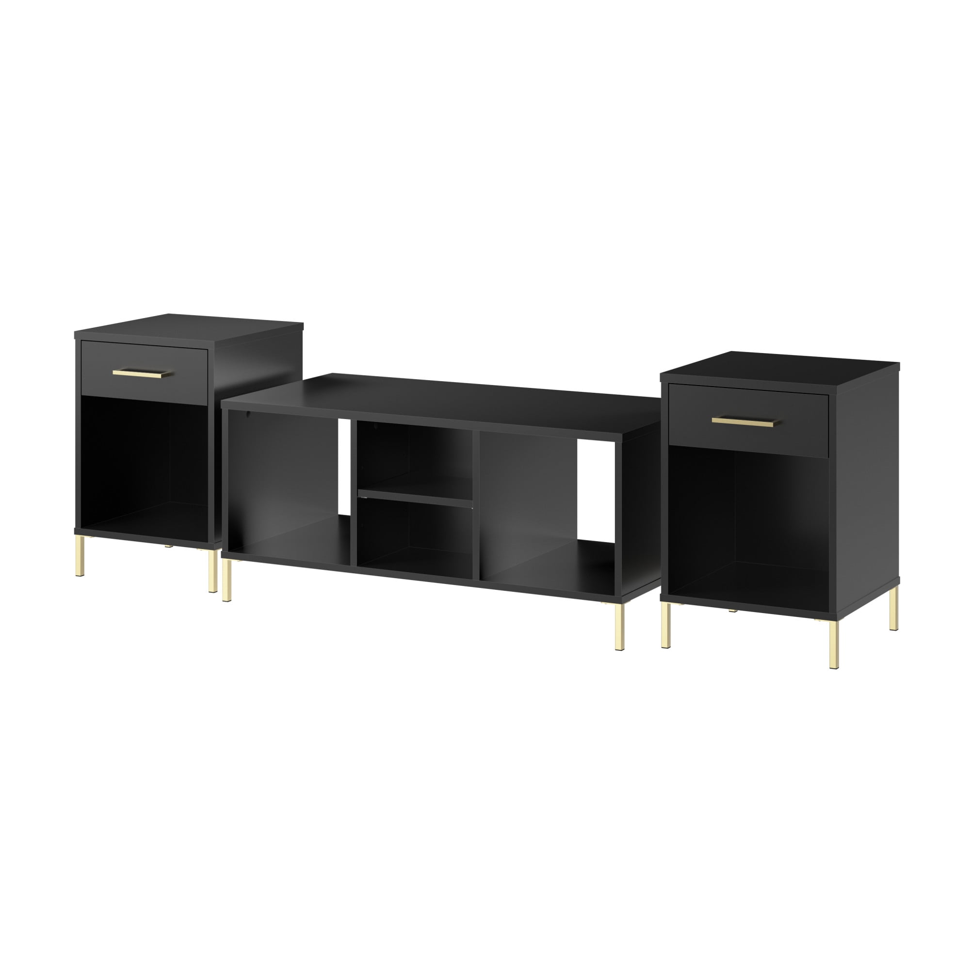 Bush Furniture Soho Coffee Table with End Tables in Black - Walmart.com