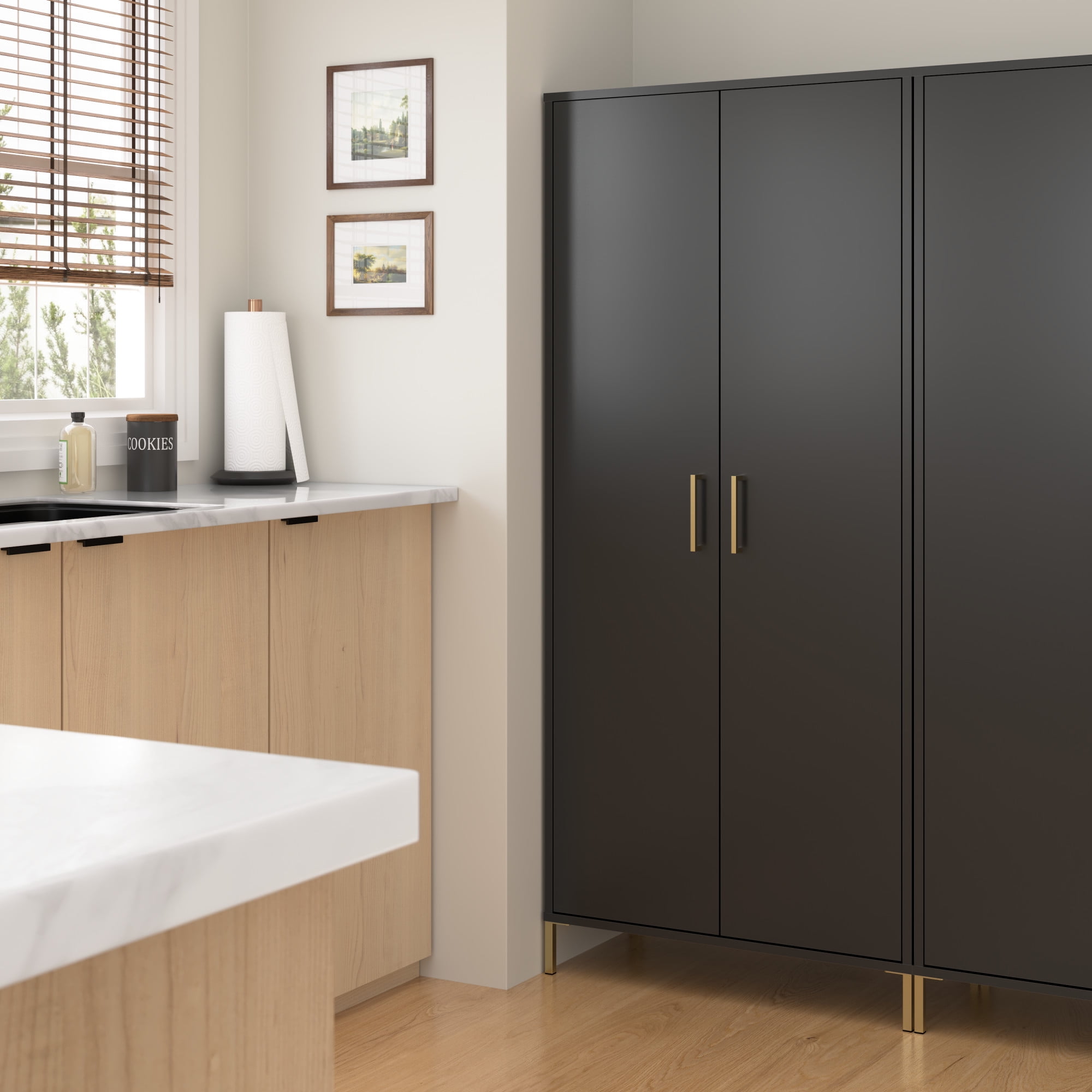 Bush Furniture Soho Kitchen Pantry Cabinet in Black - Walmart.com