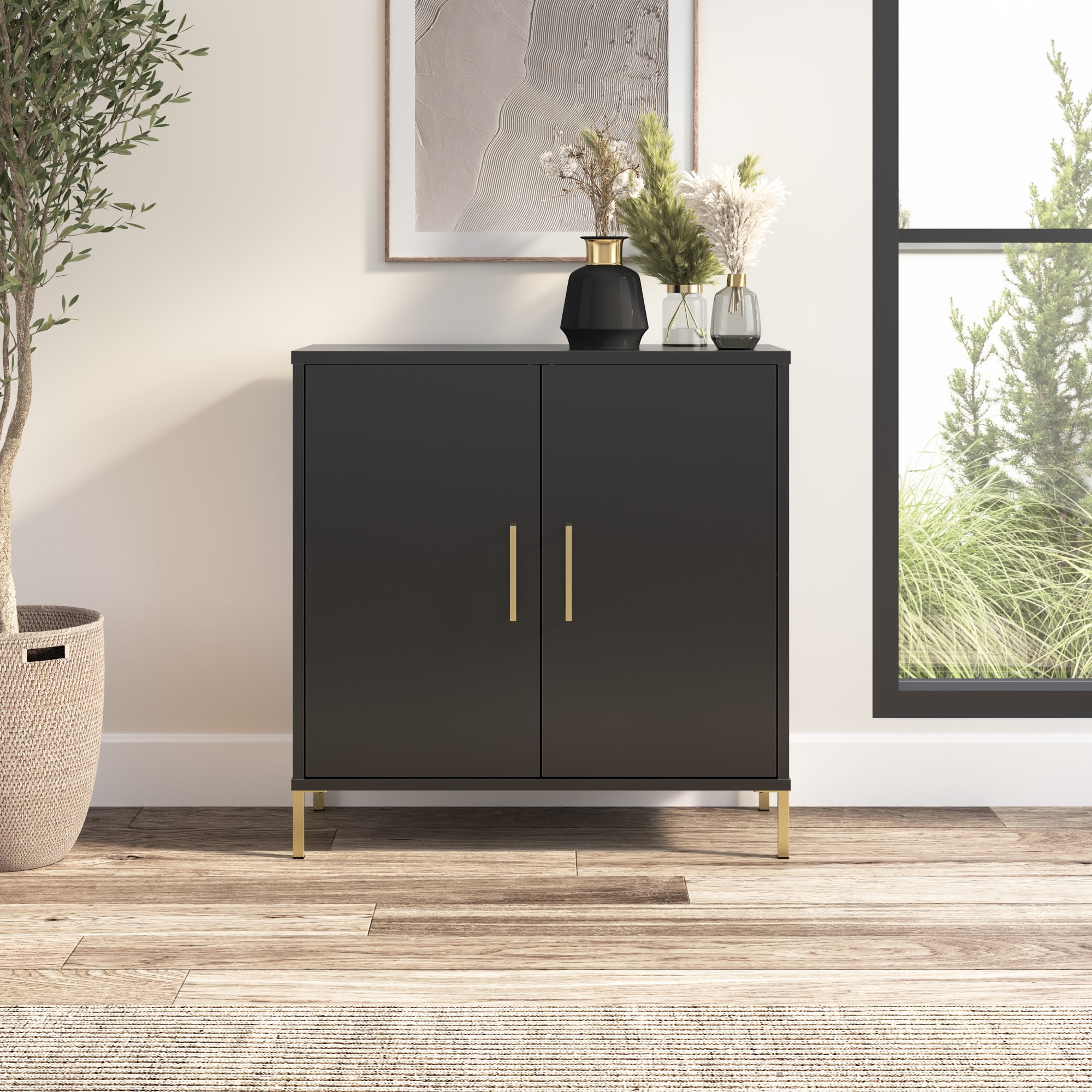 Bush Furniture Soho Low Storage Cabinet with Doors in Black - Walmart.com