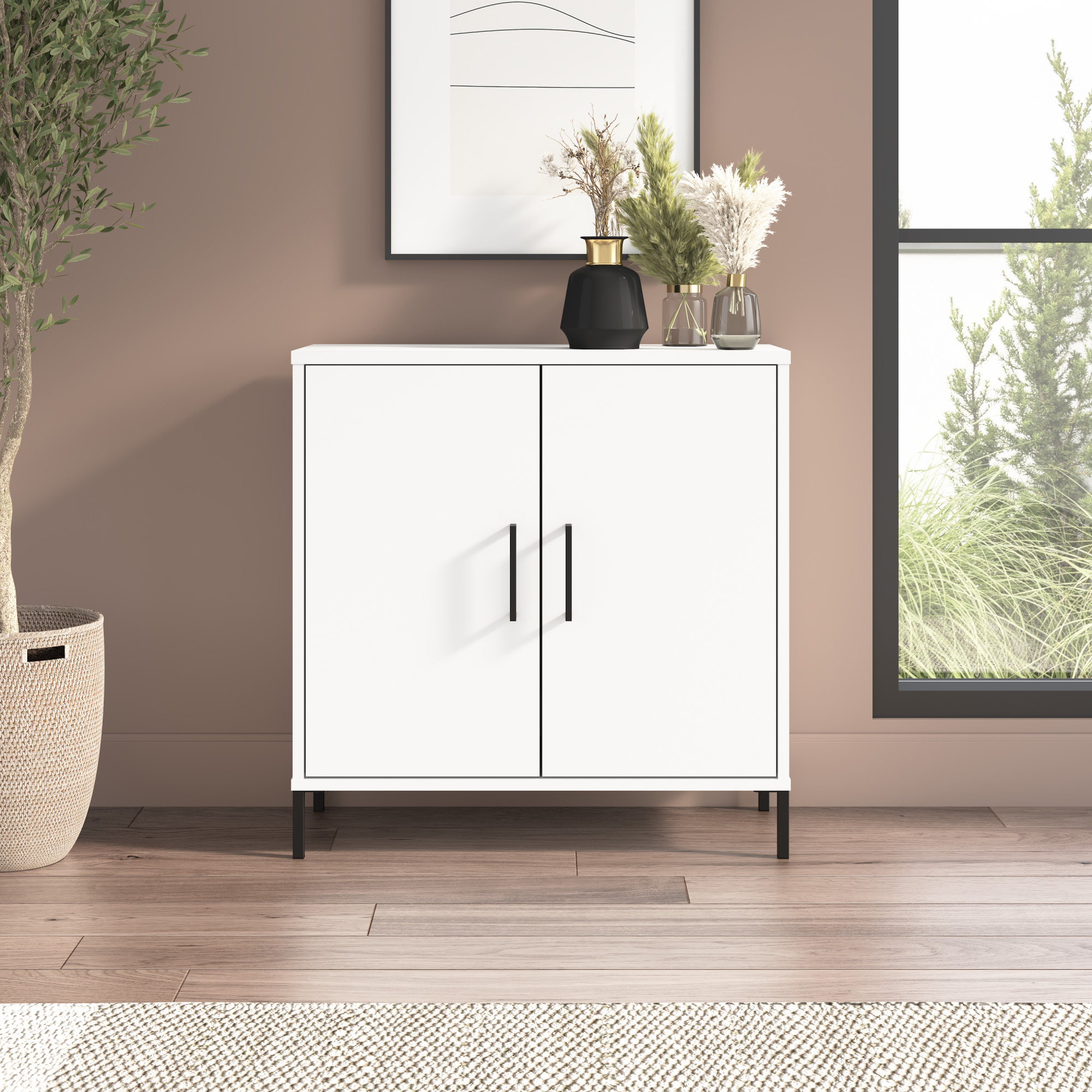 Bush Furniture Soho Low Storage Cabinet with Doors in White - Walmart.com