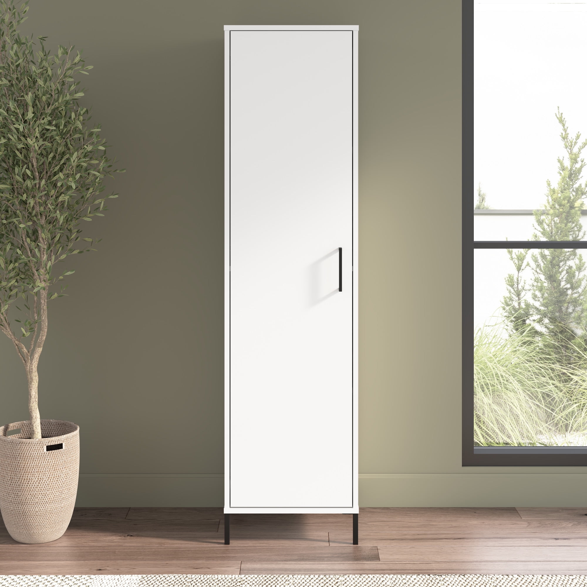 Bush Furniture Soho Narrow Storage Cabinet with Door in White - Walmart.com