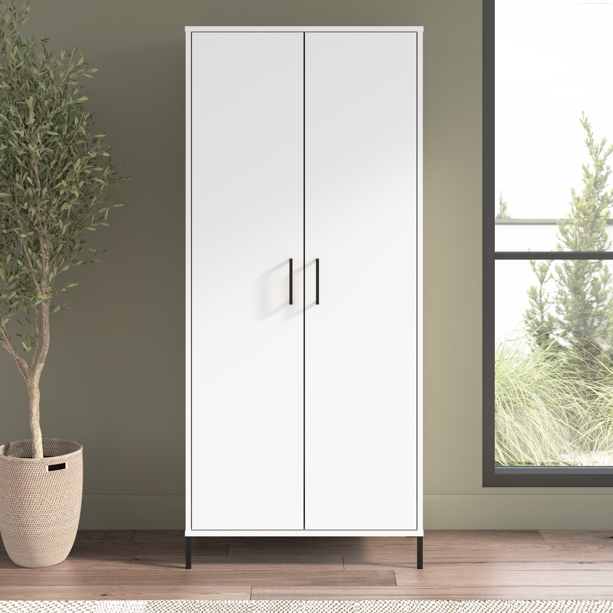 Bush Furniture Soho Tall Storage Cabinet with Doors in White - Walmart.com