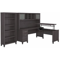 Somerset 72W L Desk with Hutch, Engineered Wood, Storm Gray - Walmart.com
