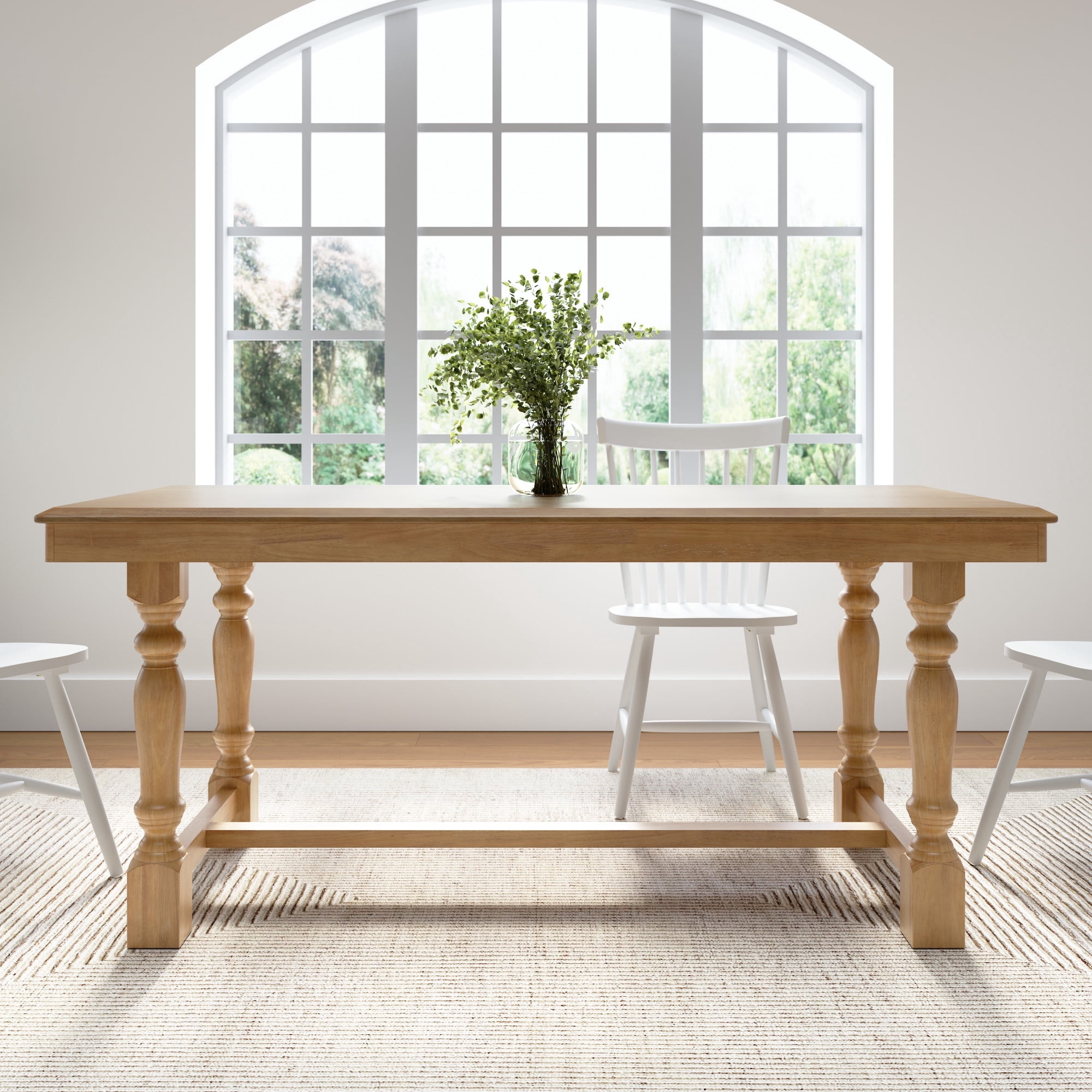 Bush Furniture, Dining Table, 67W Squire Trestle, Natural Honey Brown ...