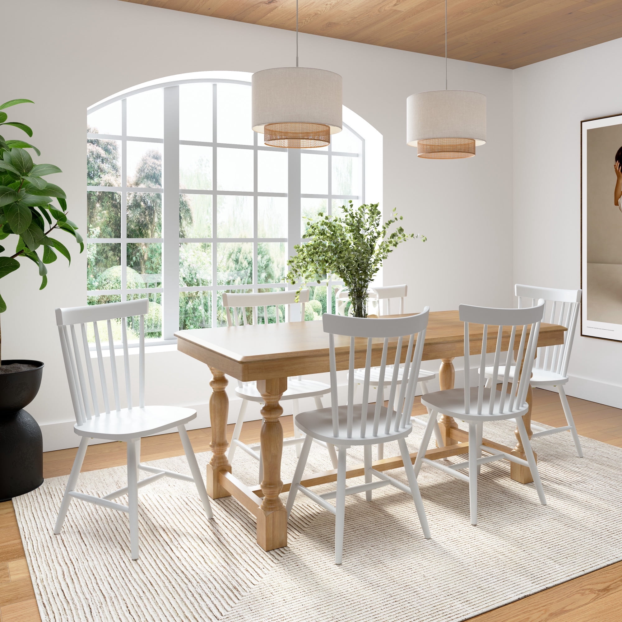Bush Furniture Sterling 67W Squire Trestle Dining Table with 6 High ...