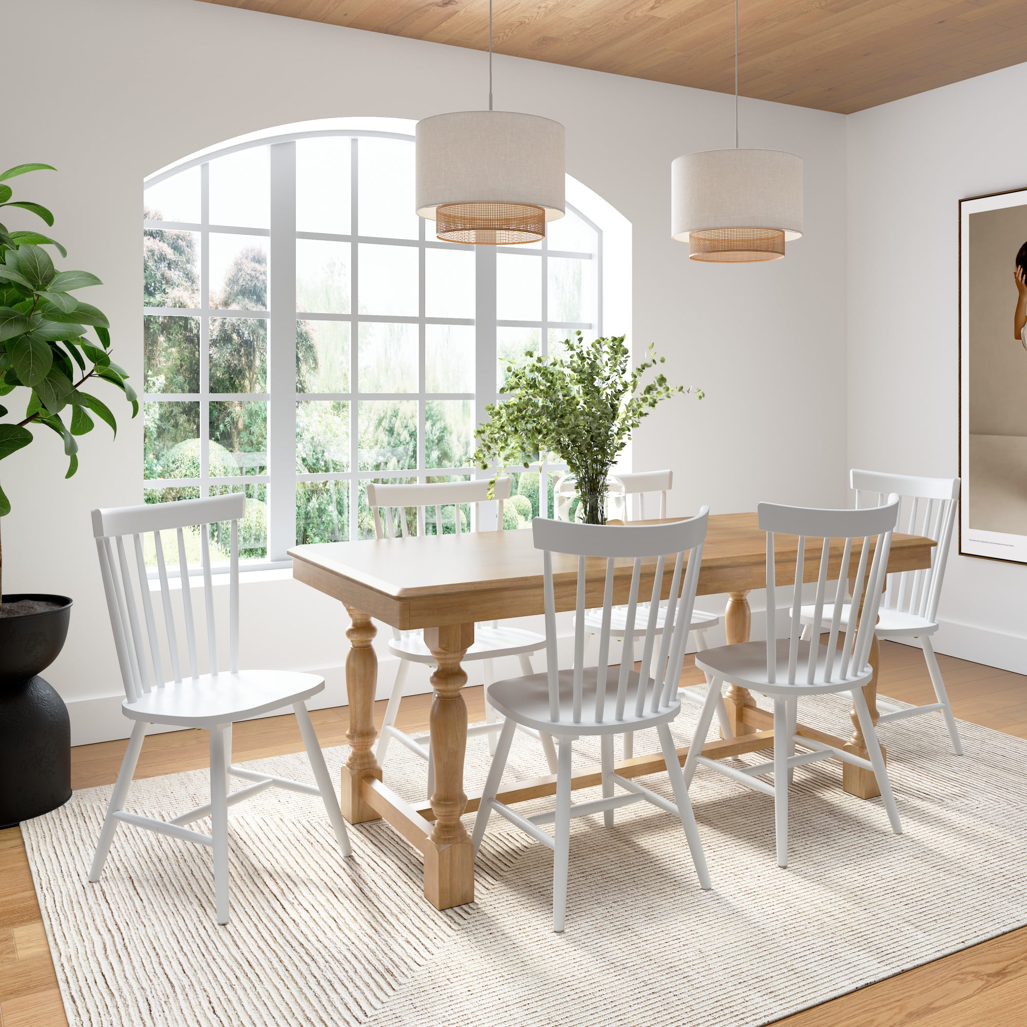 Bush Furniture West End 45W Round Trestle Dining Table with 4 High Back ...