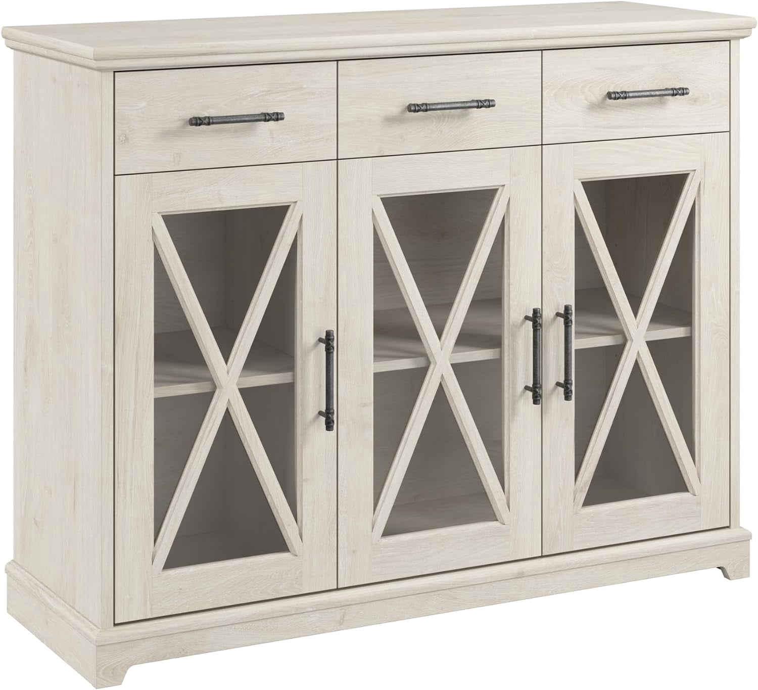 Bush Home Lennox 46W Farmhouse TV Stand for 65 Inch TV in Linen White ...