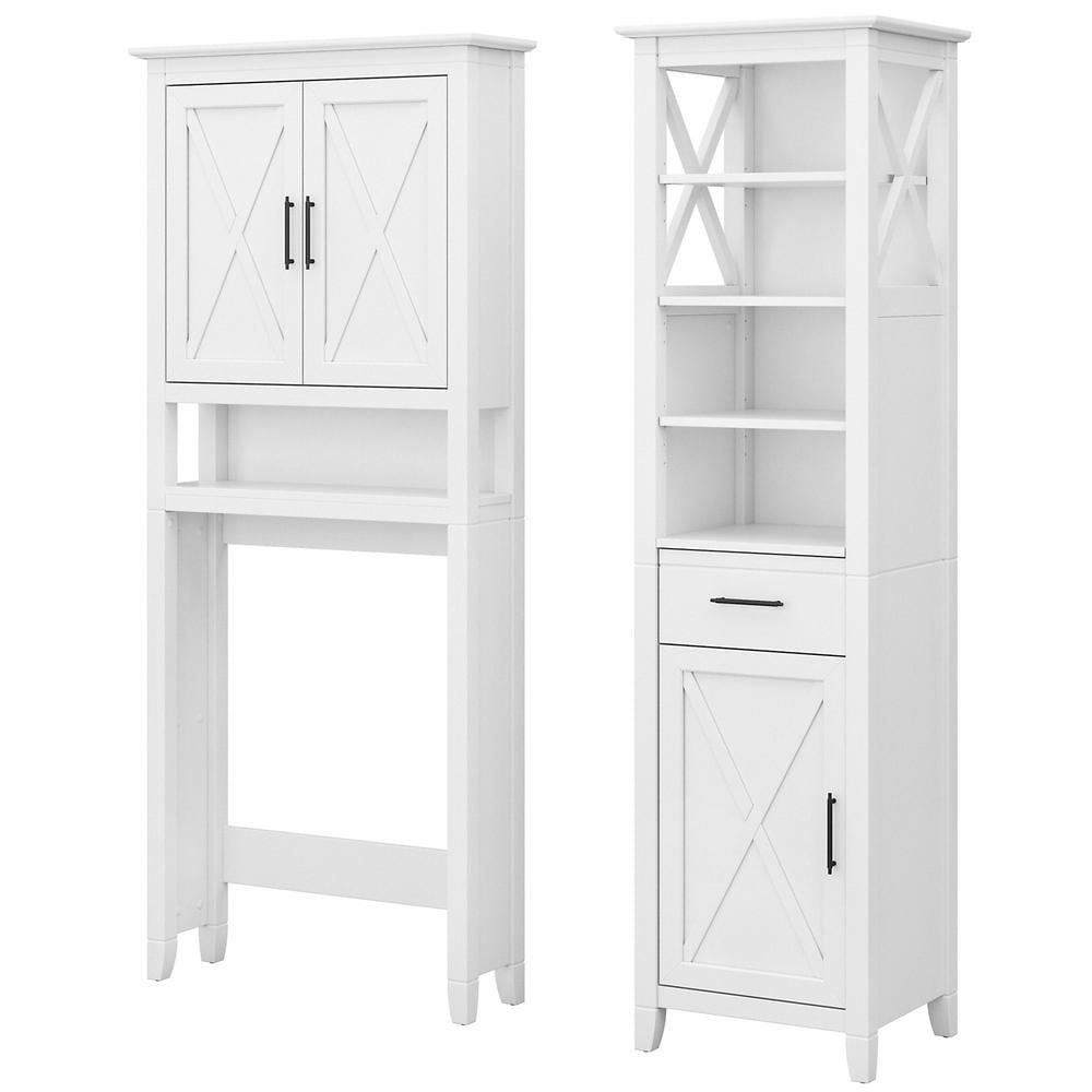 Bush Key West Engineered Wood & Linen Cabinet and Space Saver in White ...