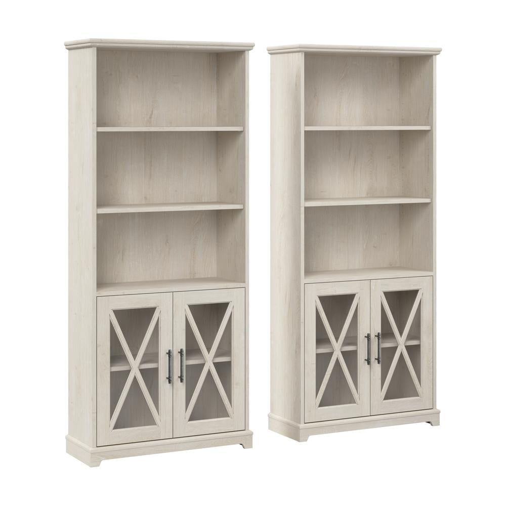 Bush Lennox 5-Shelf Engineered Wood Bookcase in Linen White Oak (Set of ...