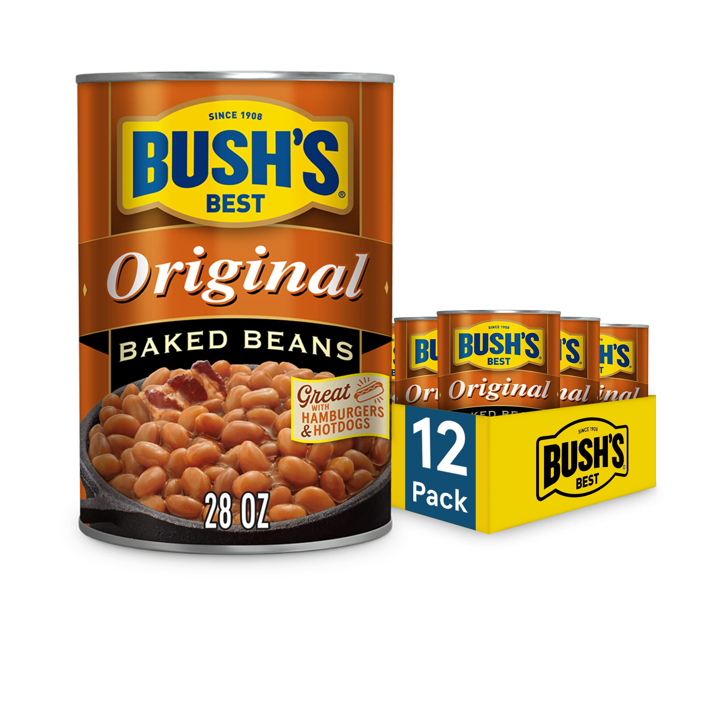 Bush,S Best Canned Original Baked Beans (Pack Of 12), Source Of Plant ...