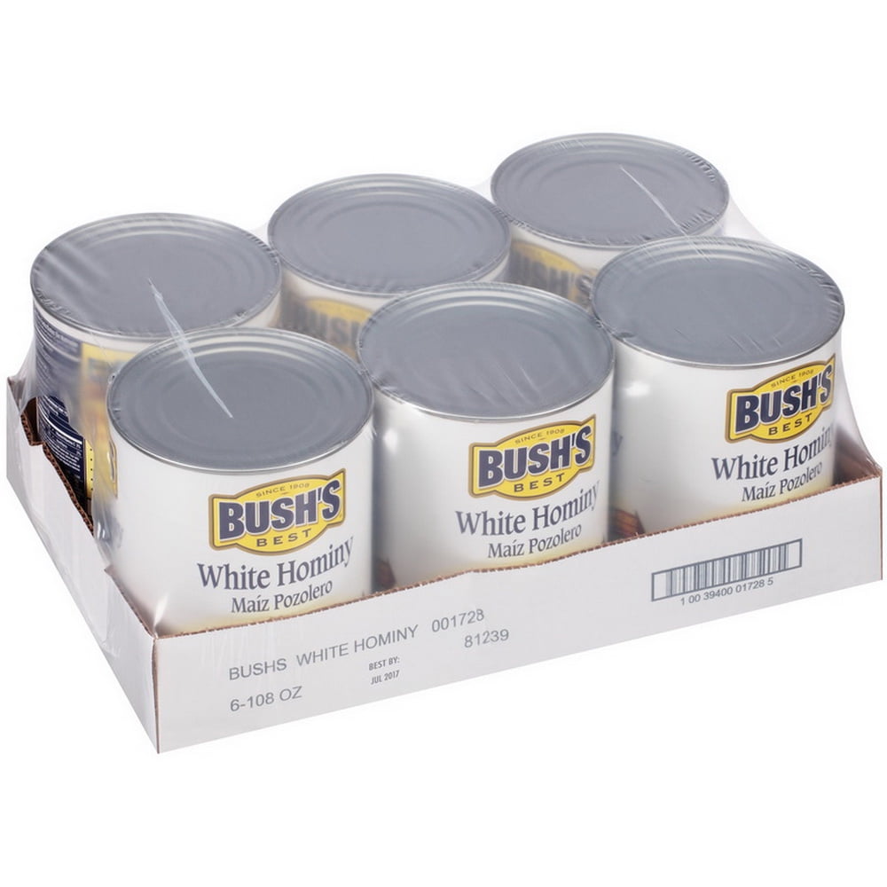 Bush's Best Best White Hominy, 108 oz - Case of 6 - Walmart.com