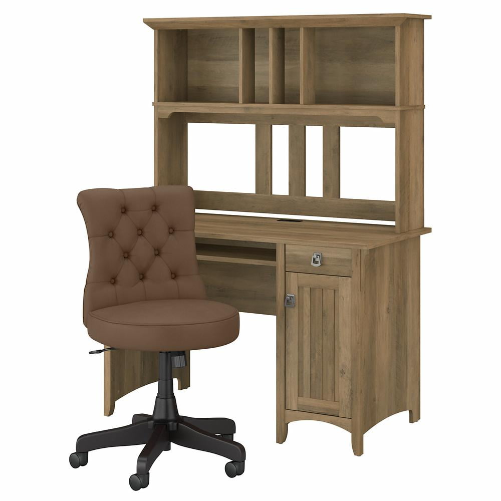 Bush Salinas Engineered Wood Computer Desk with Hutch in Reclaimed Pine ...
