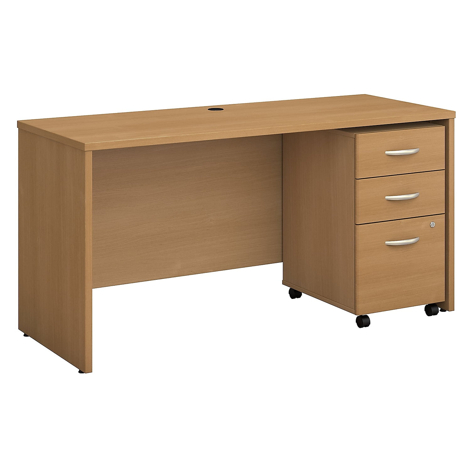 Bush Series C Light Oak 60W x 24D Credenza Shell Desk with 3Dwr Mobile ...