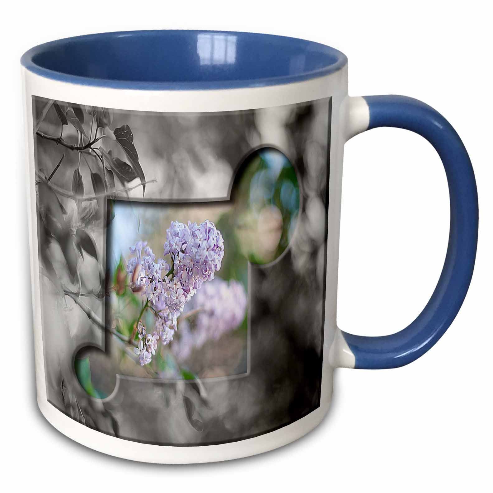 Bush in Focus with Lilac Color in Front Cut in a Square and Two Circles ...