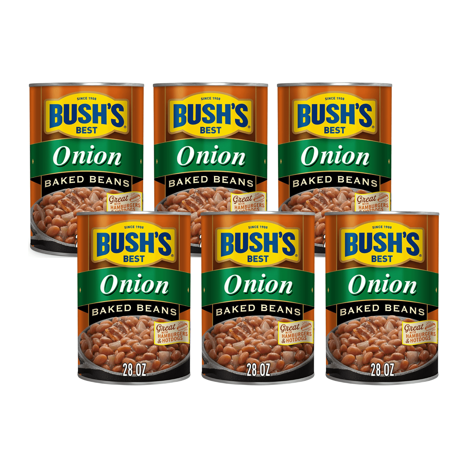 Bush's Baked Beans with Onion, Canned Beans, 28 oz Can (Pack of 6 ...
