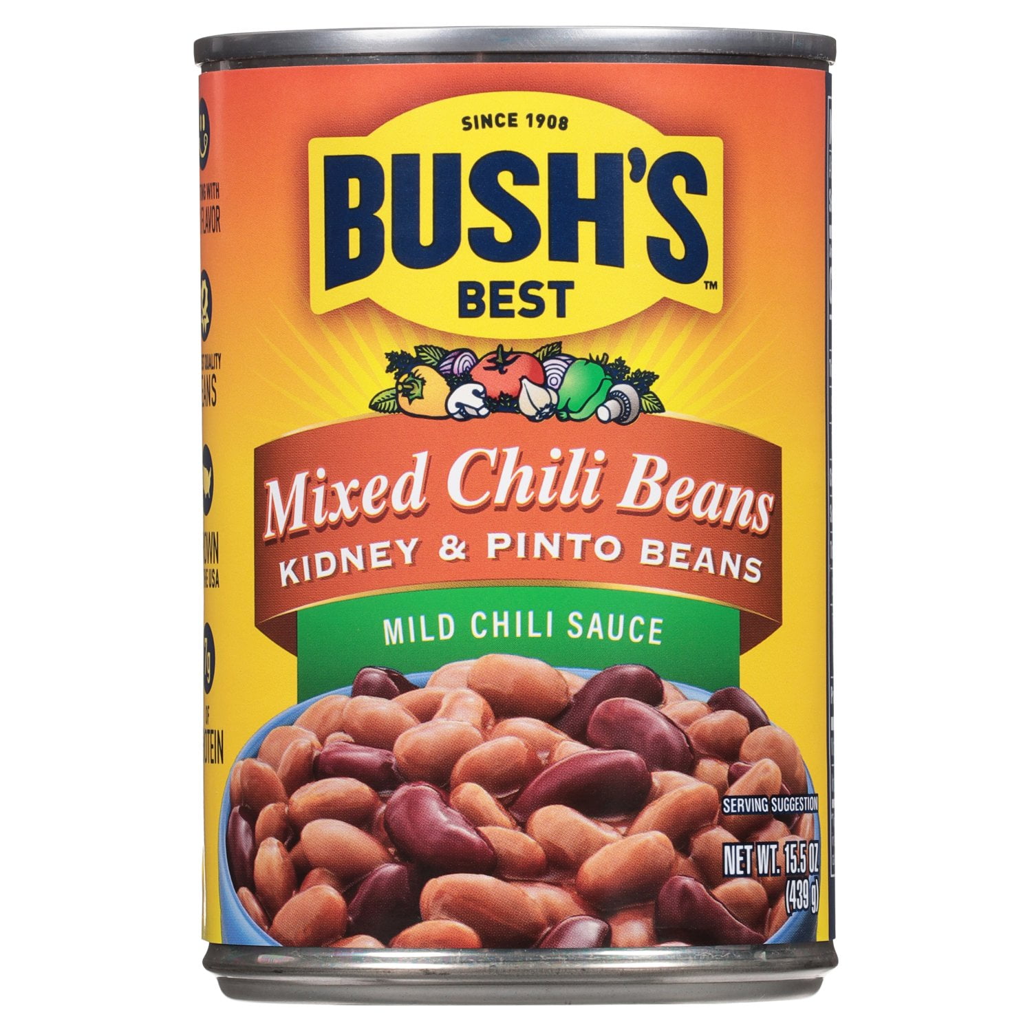 Bush's Best Beans Chili Mixed Kidney & Pinto Beans Mild Chili Sauce ...