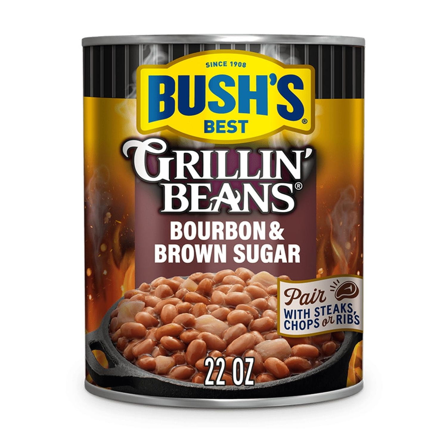 Bush's Bourbon and Brown Sugar Grillin' Beans, Canned Navy Beans, 22 oz ...
