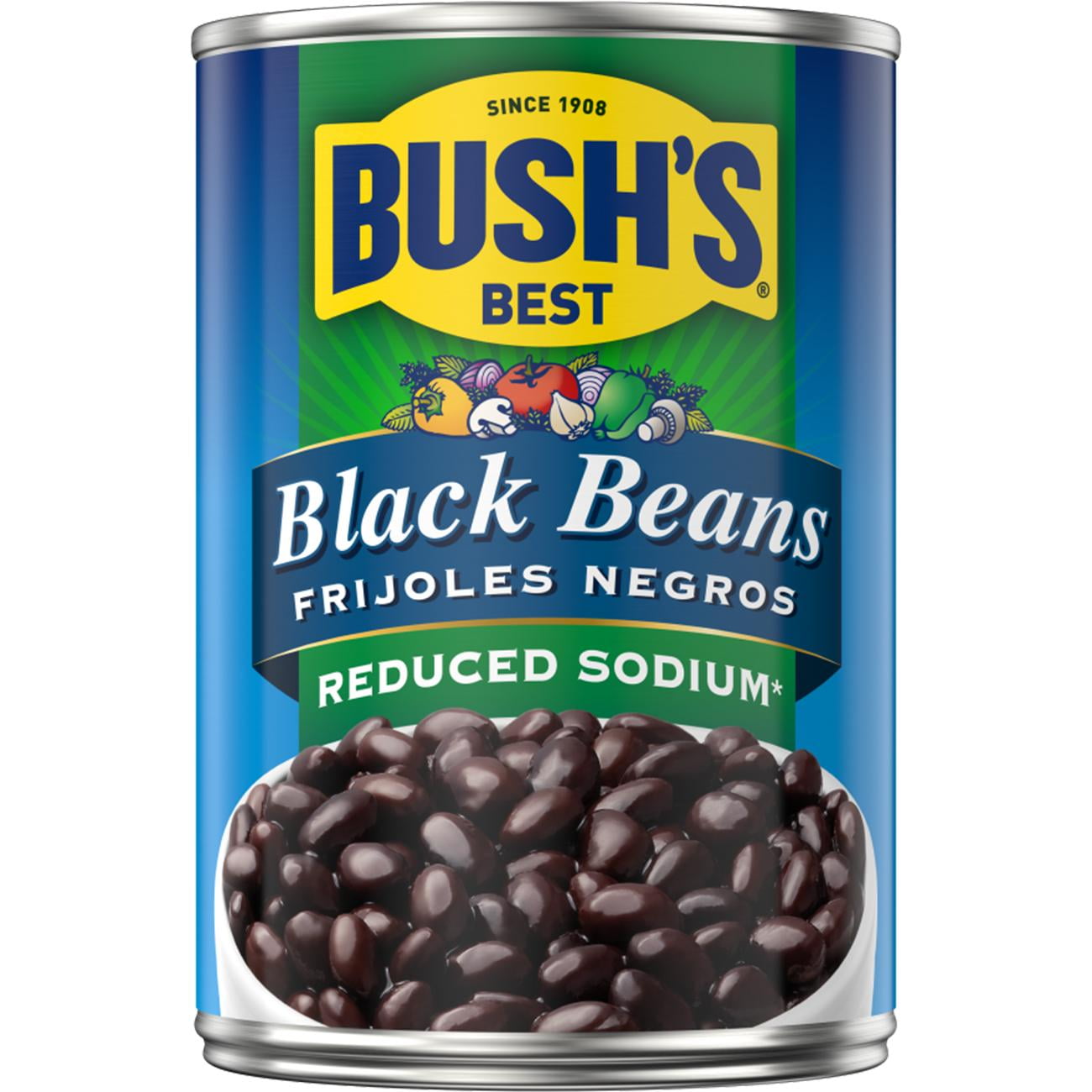 Bush's Best Reduced Sodium Black Beans 15 oz - Low Sodium Beans,Low ...