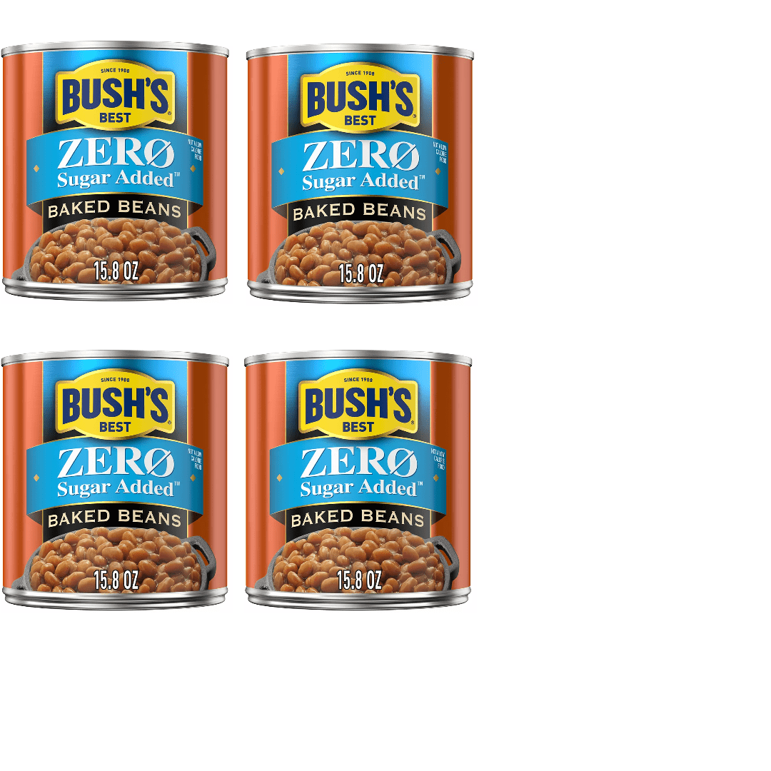 Bush's Best Zero Sugar Added Baked Beans 15.8 oz Pack of 4 - Sugar-Free Baked Beans,Multi-Pack ...