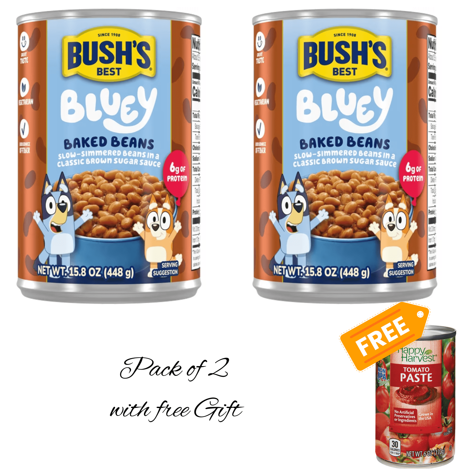 Bush's Bluey Baked Beans, Canned Beans, 15.8 oz Can (FREE Happy Harvest ...