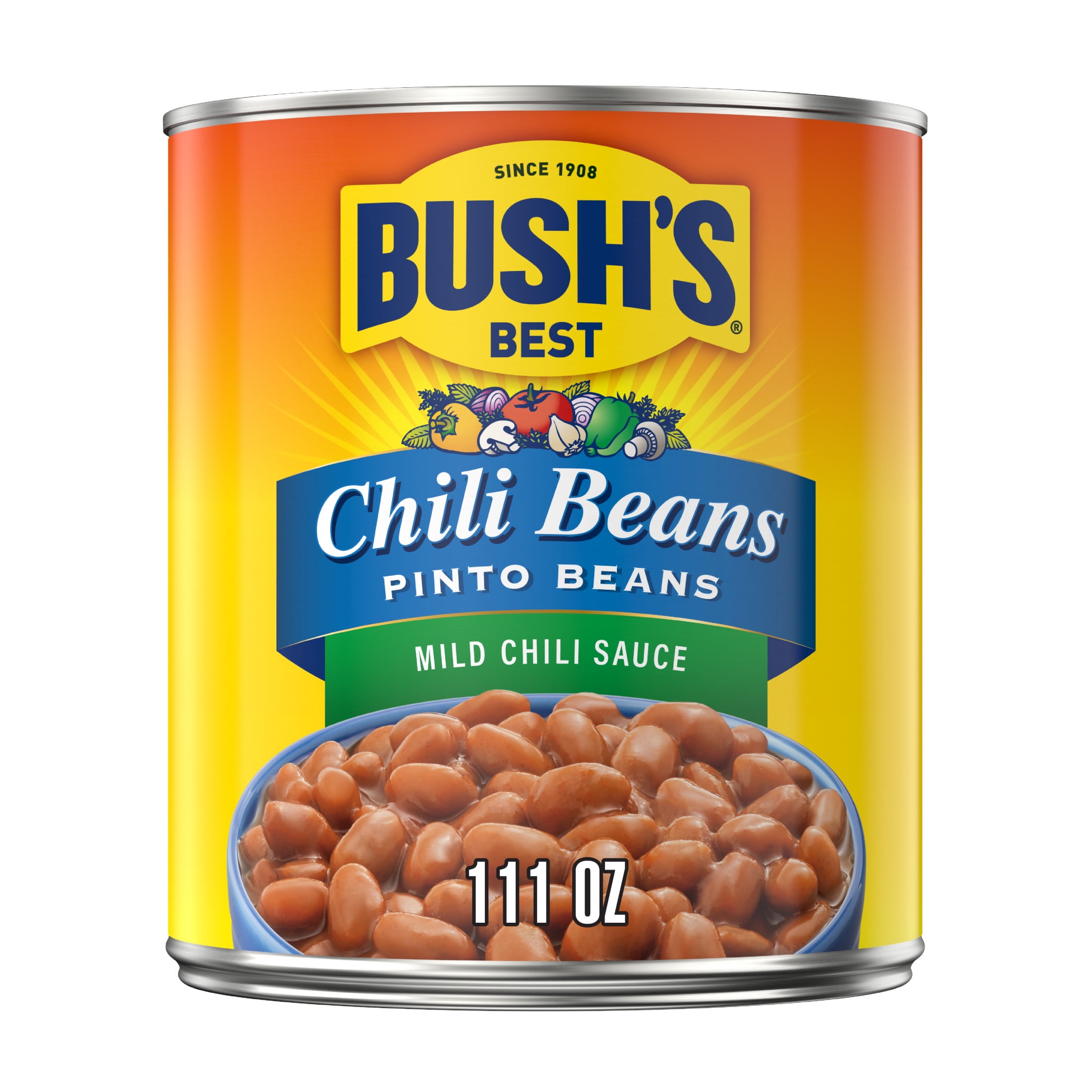 Bush's Chili Beans, Canned Pinto Beans in Mild Chili Sauce, 111 oz Can ...