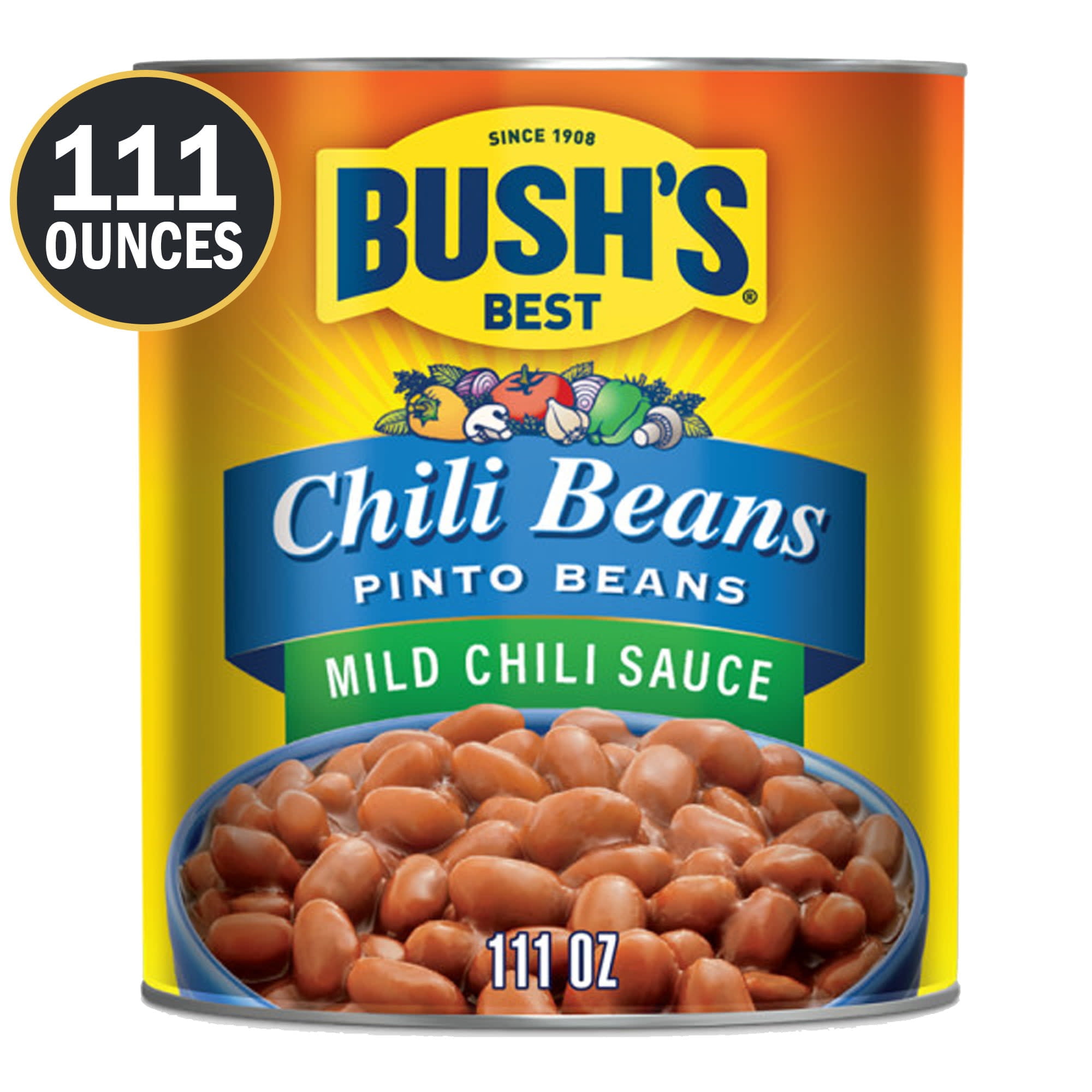 Bush's Chili Beans, Canned Pinto Beans in Mild Chili Sauce, 111 oz Can ...