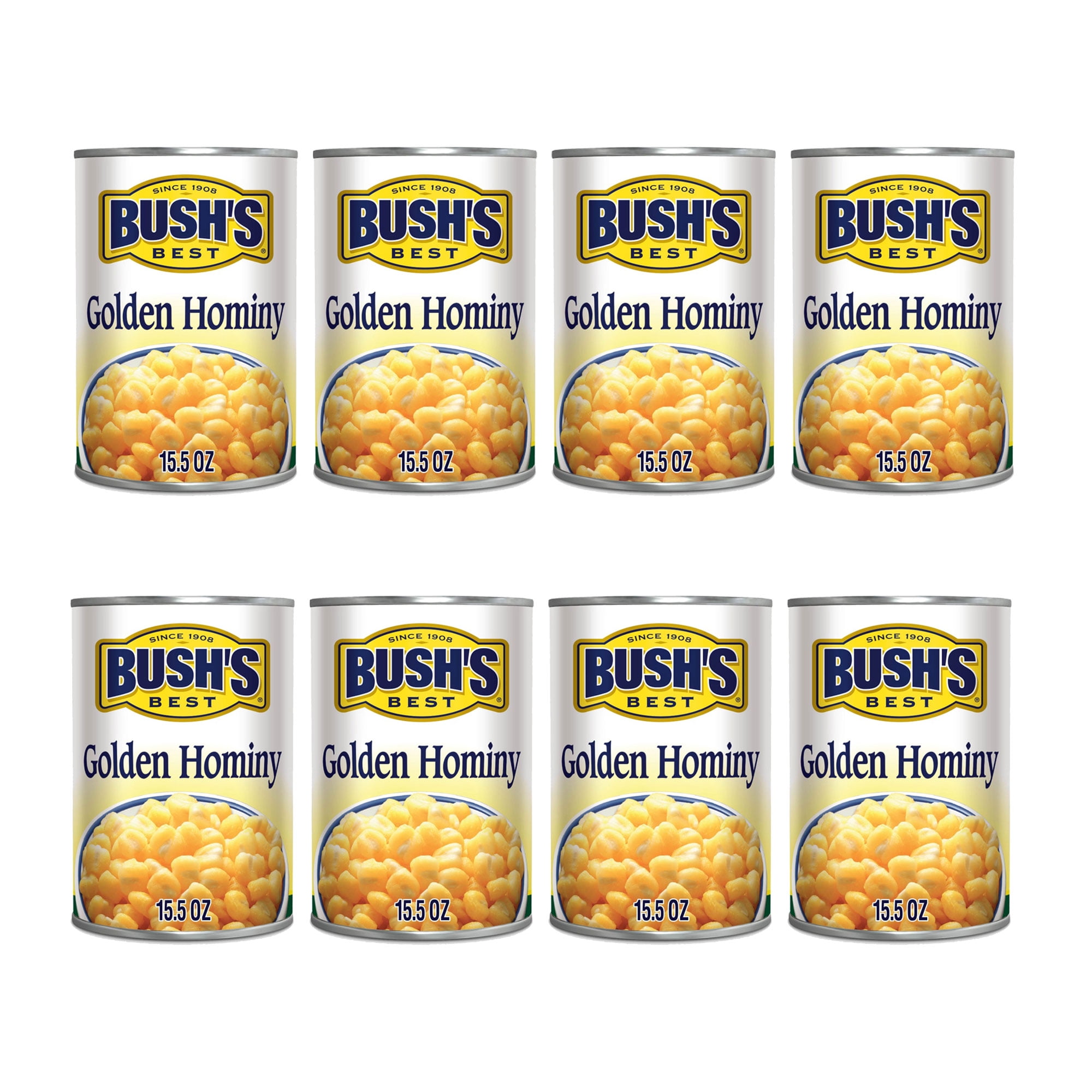 Bush's Golden Hominy, Canned and Shelf Stable, 15.5 oz (Pack of 8 ...