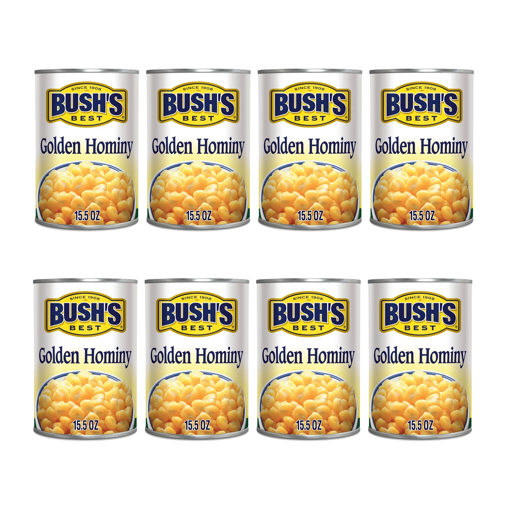 Bush's Golden Hominy, Canned and Shelf Stable, 15.5 oz (Pack of 8 ...