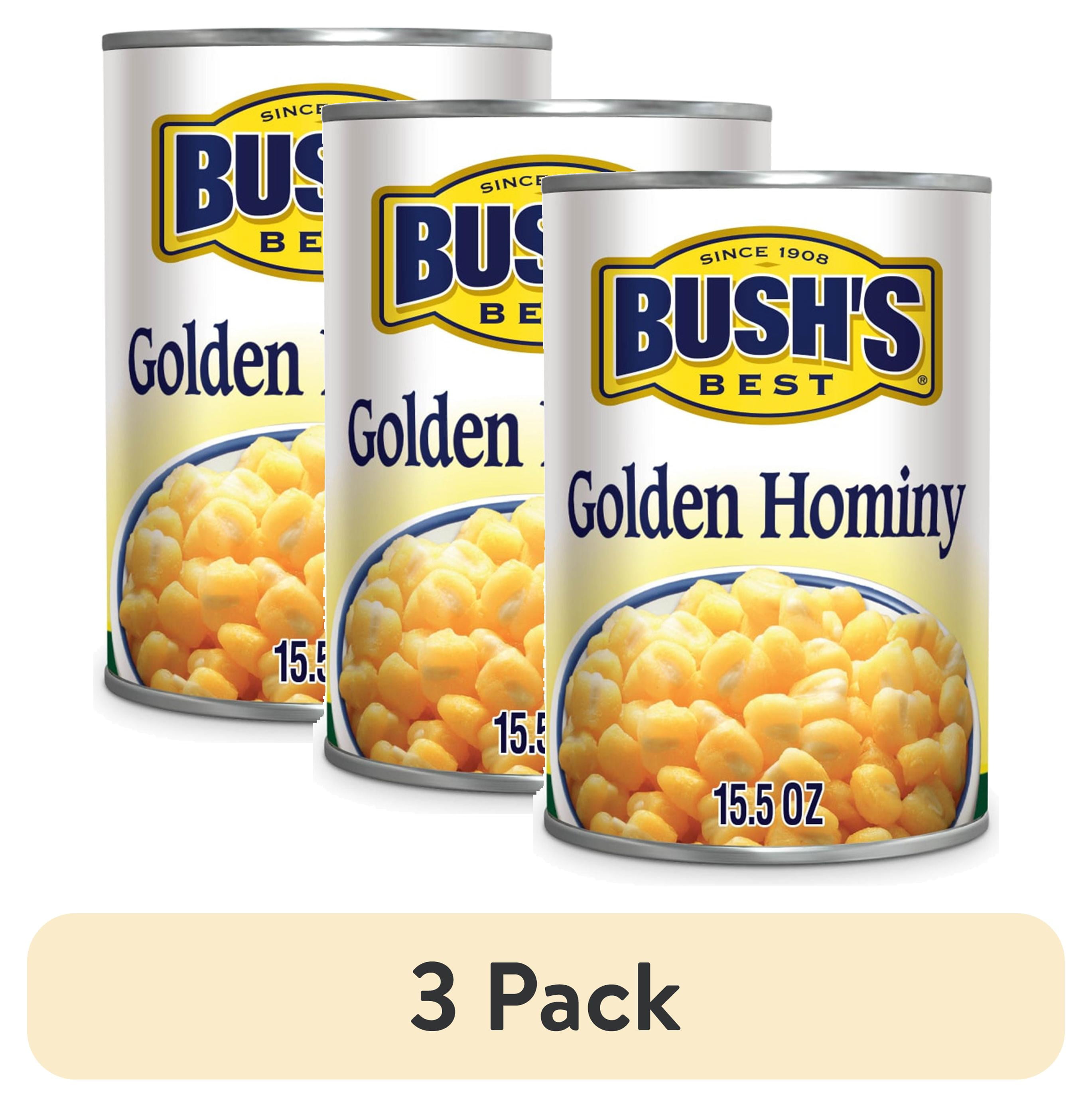 (3 pack) Bush's Golden Hominy, Canned and Shelf Stable, 15.5 oz ...