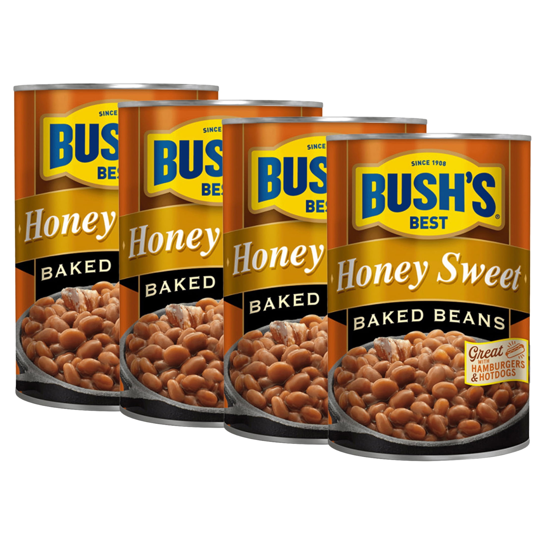 (4 pack) Bush's Honey Sweet Baked Beans, Canned Beans, 28 oz Can ...