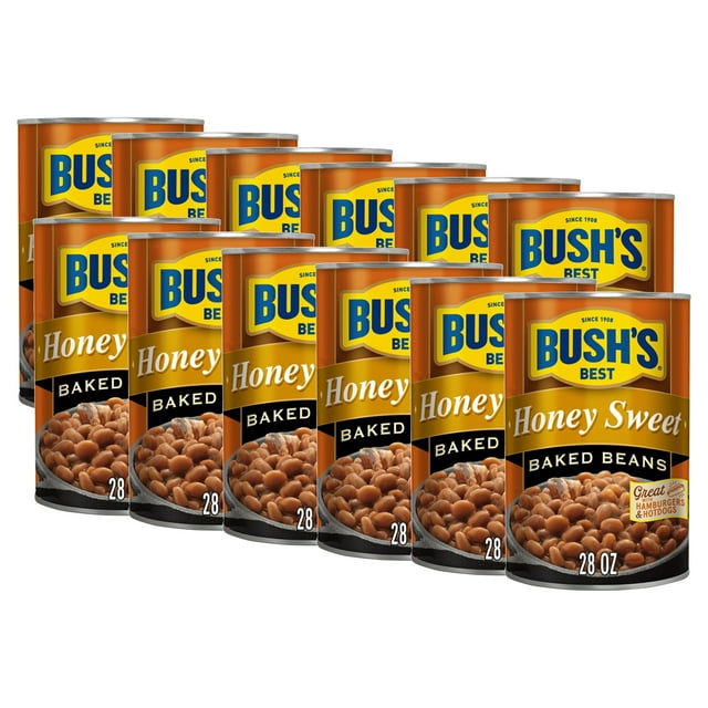 (12 pack) Bush's Honey Sweet Baked Beans, Canned Beans, 28 oz Can ...