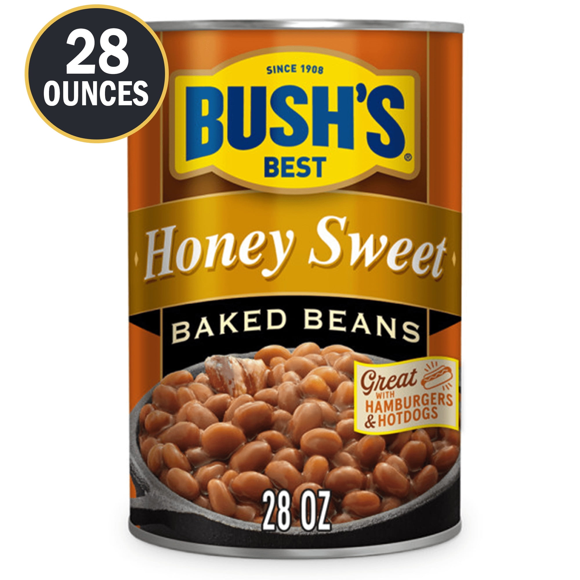 Bush's Honey Sweet Baked Beans, Canned Beans, 28 oz Can - Walmart.com
