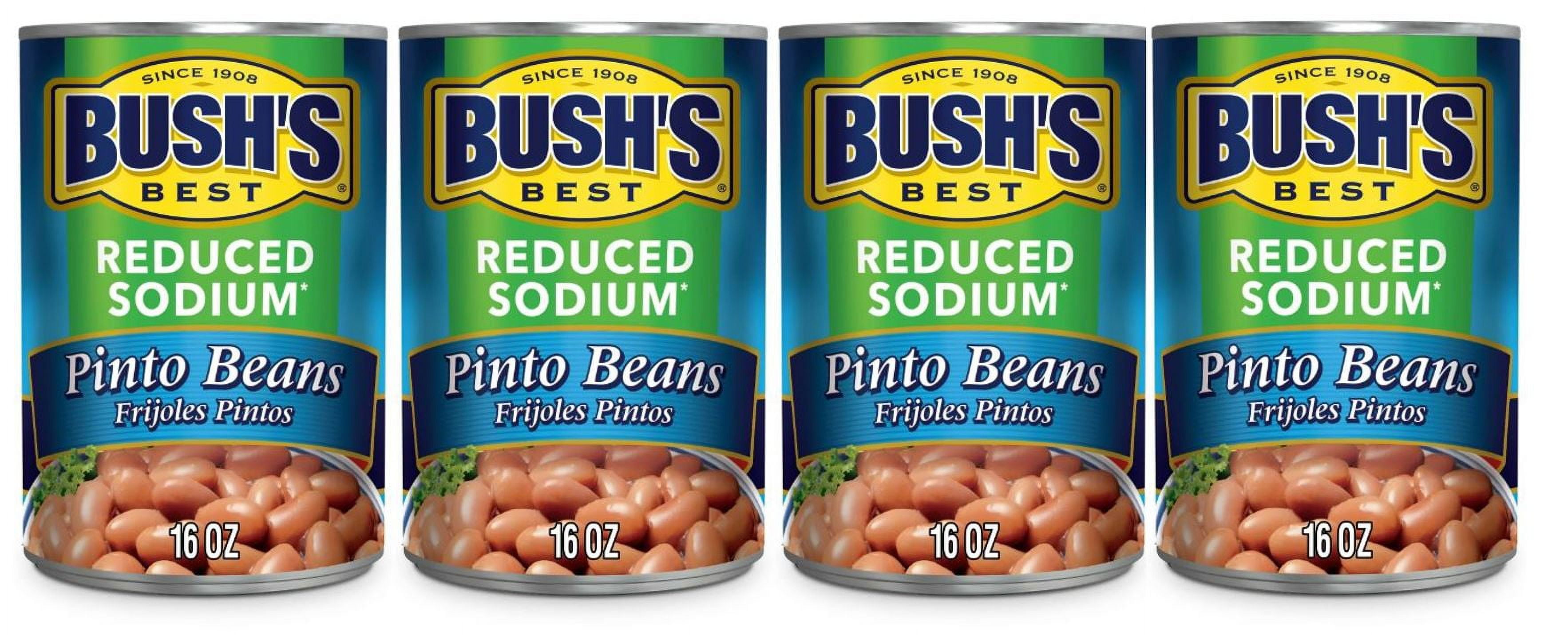 Bush's Reduced Sodium Pinto Beans, Canned Beans, 16 oz Can, Pack of 4 ...