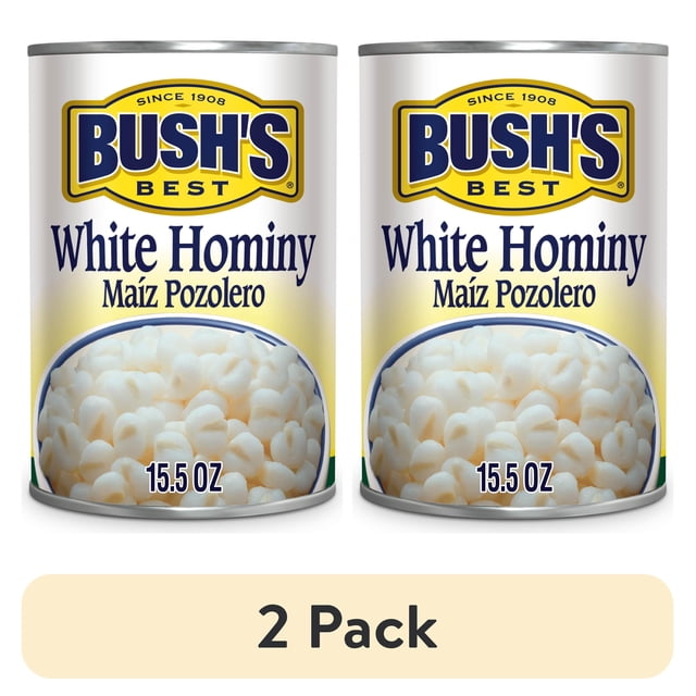 (2 pack) Bush's White Hominy, Maiz Pozolero, Canned Hominy, 15.5 oz ...