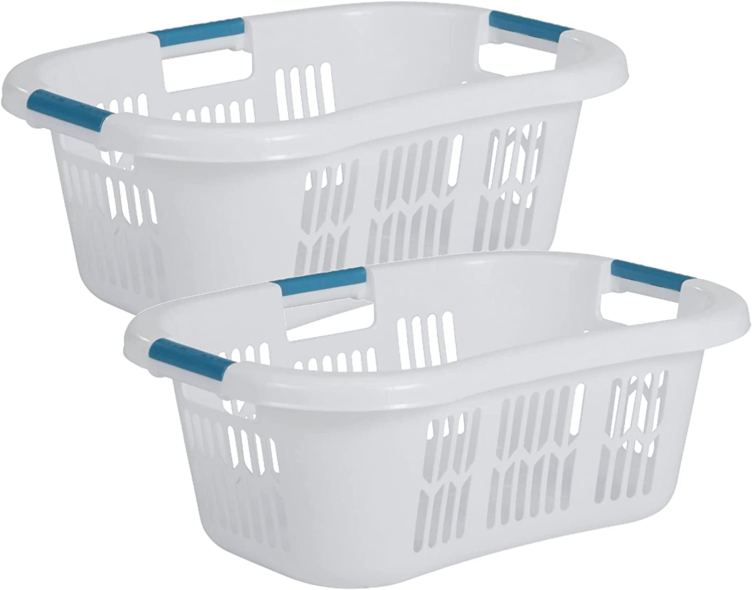 Bushel Small Hip Hugger Portable Plastic Home Laundry Basket with Grab ...