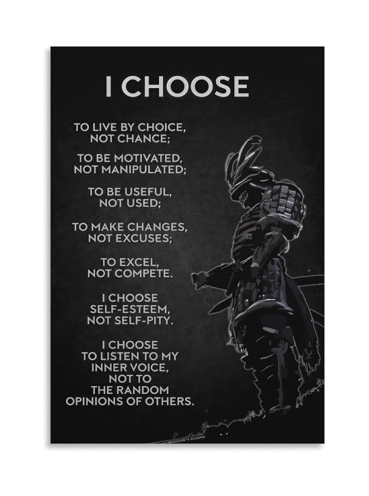 Bushido Code Motivational Art, I Choose My Path Samurai Warrior Canvas ...