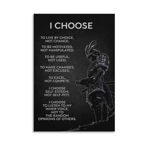 Bushido Code Motivational Art, I Choose My Path Samurai Warrior Canvas ...