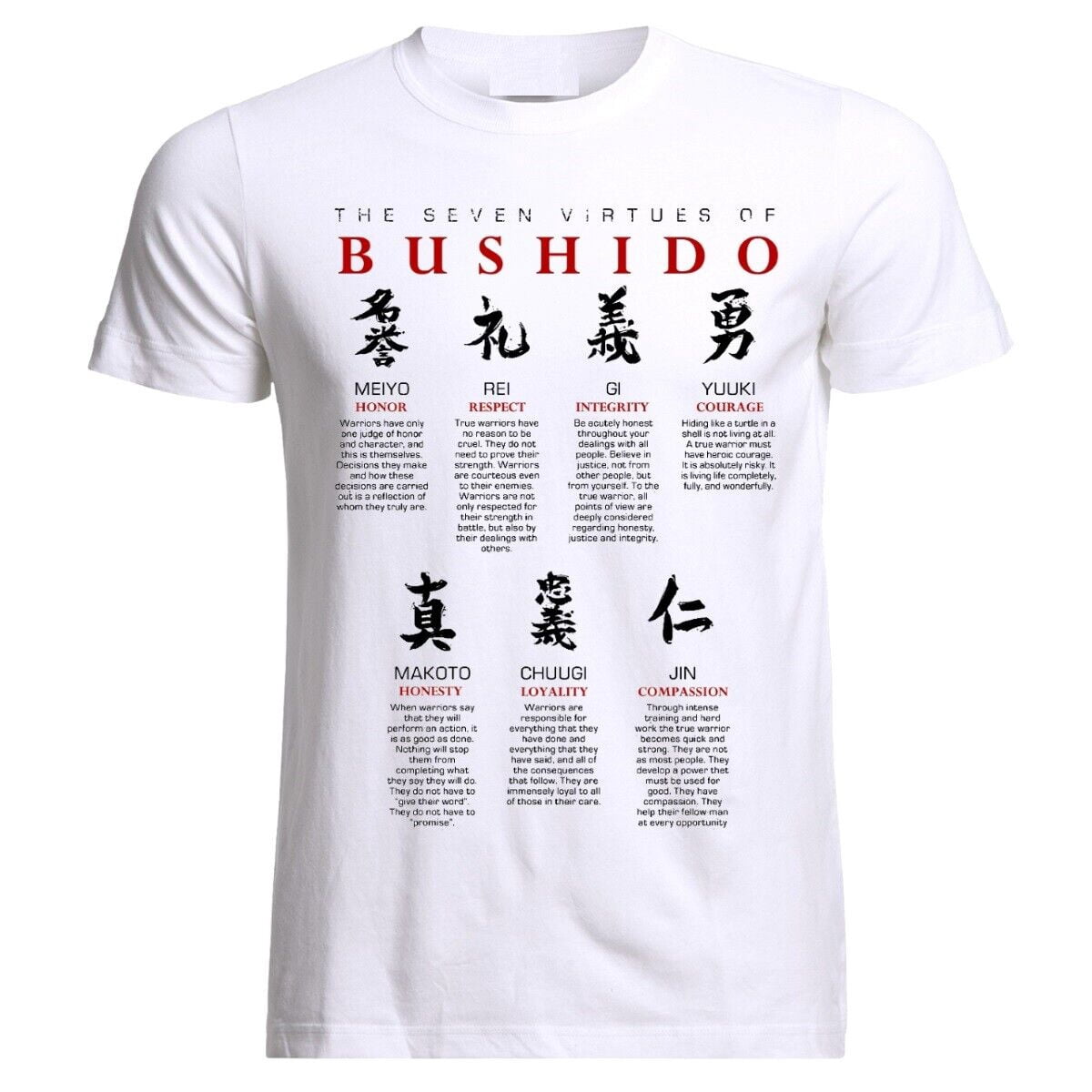 Bushido Code Virtues Samurai Mask Sword Japanese Ronin Katana T-Shirt ...