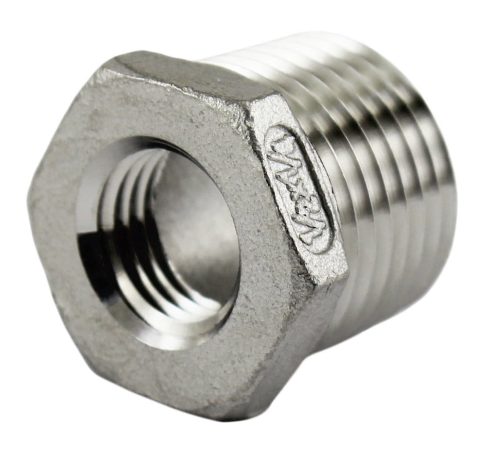 Bushing 1/2" Male x 1/4" Female NPT Stainless Steel Pipe Fitting .25".5 ...
