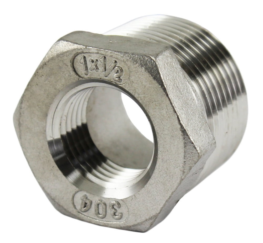 Bushing 1" Male x 1/2" Female NPT Stainless Steel Pipe Fitting, 2 Pack ...