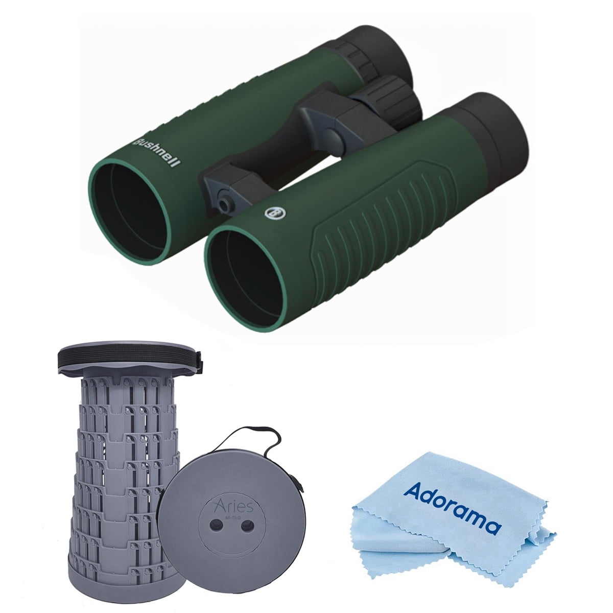 Bushnell 10x42 Excursion Roof Prism Binoculars, Green, Bundle with ...