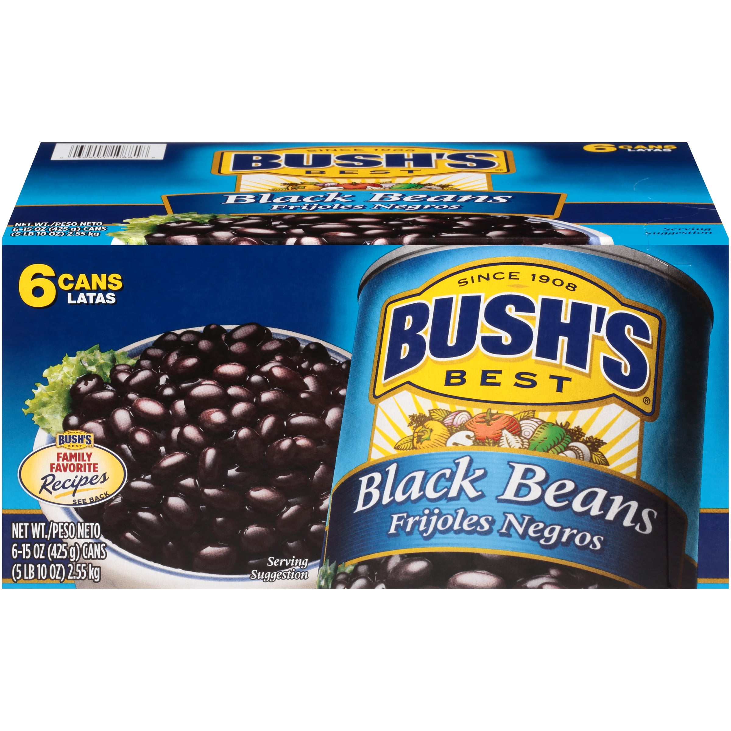 Bushs Black Beans 15 Ounce (Pack of 6) - Walmart.com