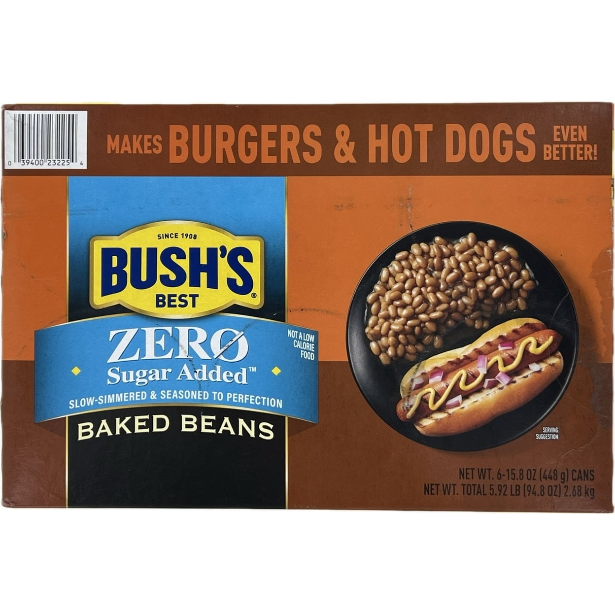 Bush's Zero Sugar Added, High Fiber Baked Beans 15.8 Ounce (Pack of 6) - Walmart.com