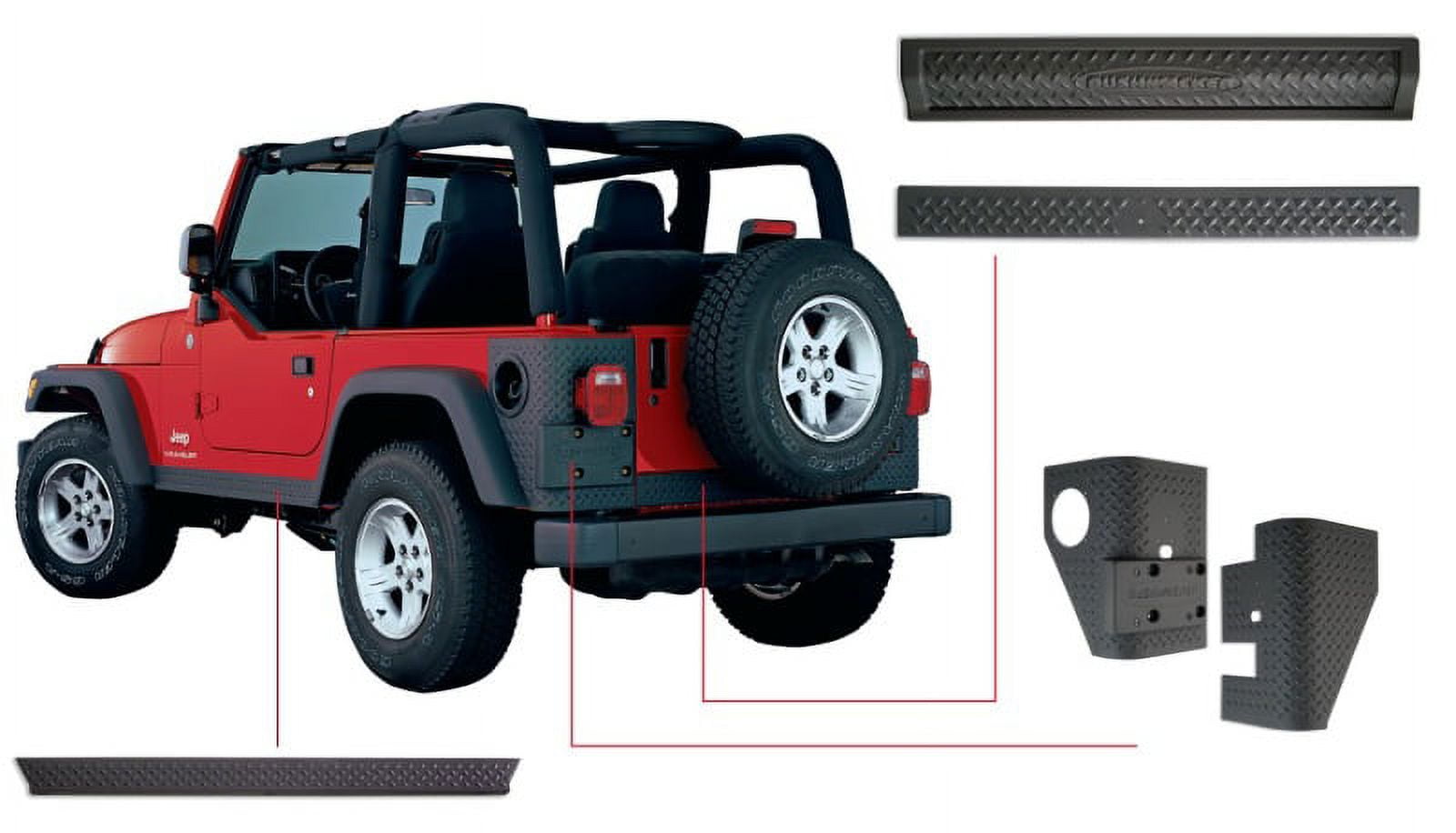 Bushwacker 97-06 Jeep Wrangler Trail Armor 6pc Set For Flat and Factory Flares - Black Fits ...