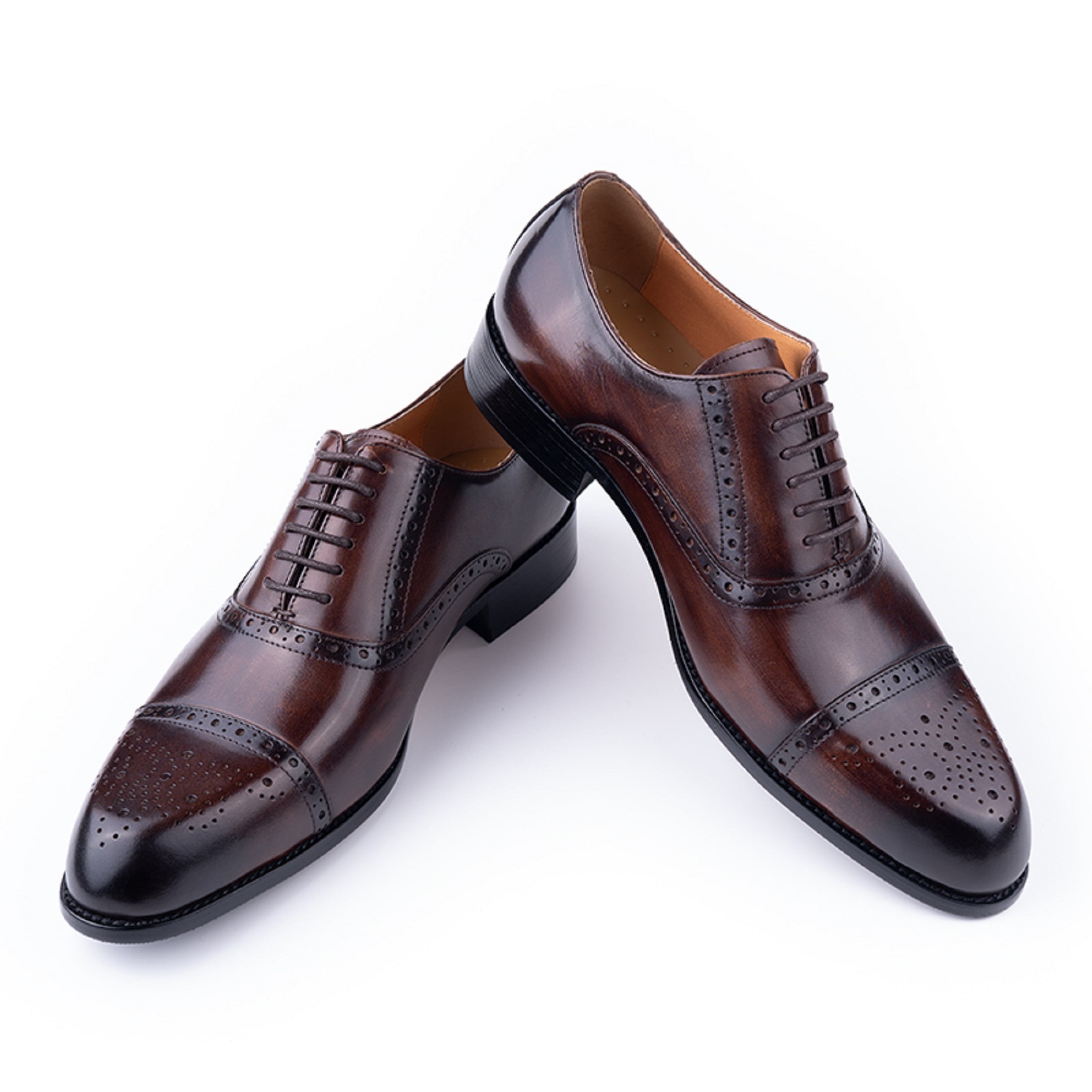 Business Brogue Shoe Men's Cowhide Oxfords New Style Handmade Formal ...